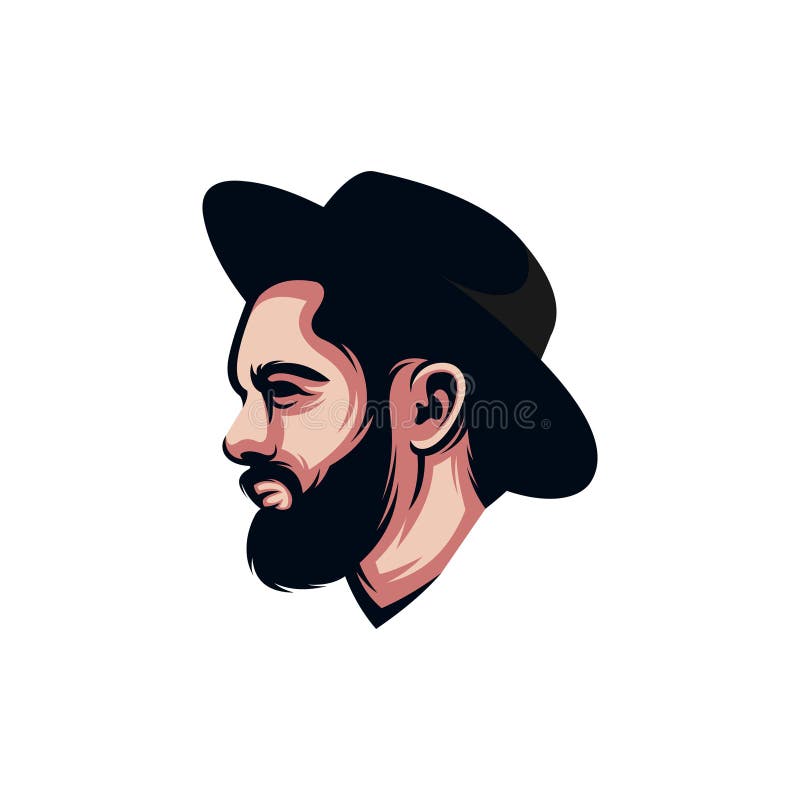 Cool Man Bearded with Hat Mascot Vector Illustration Design Template ...