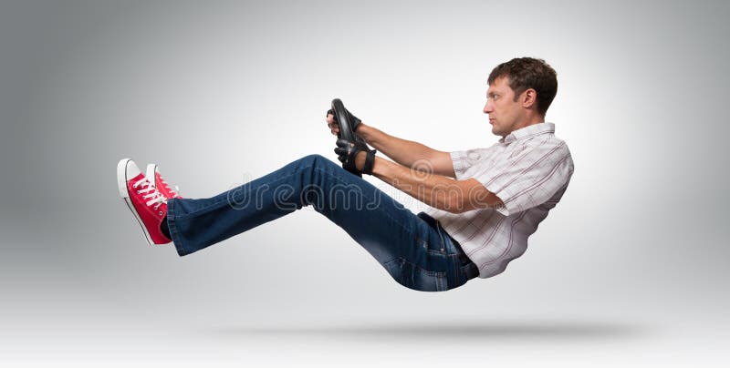 Cool Man Car Driver in Gloved with a Wheel, Auto Concept Stock Photo ...