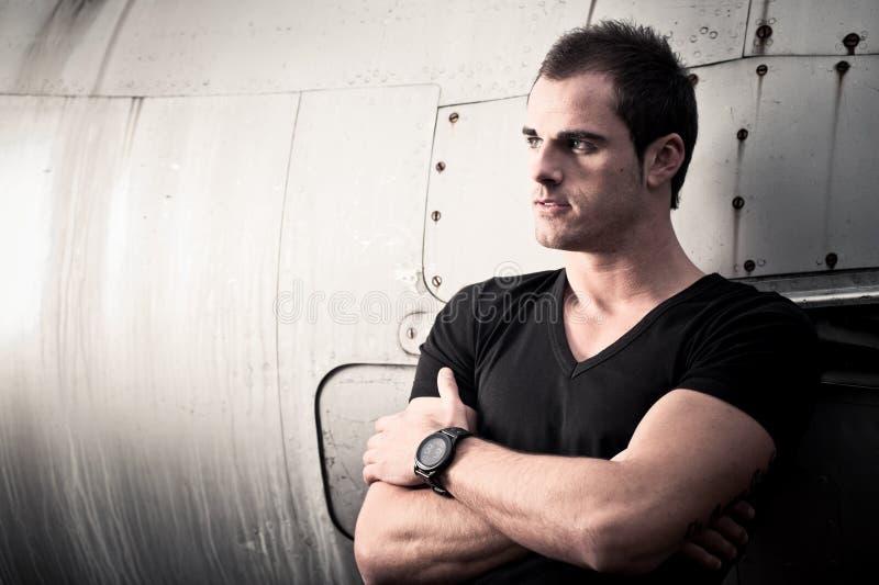 Cool Man with Fighter Jet stock image. Image of color - 40291567