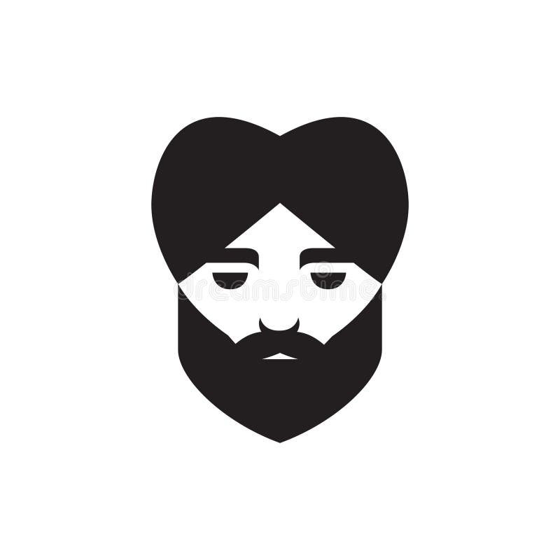 Cool Man Head Men Beard Classic Style Logo Design Flat Vector Stock ...