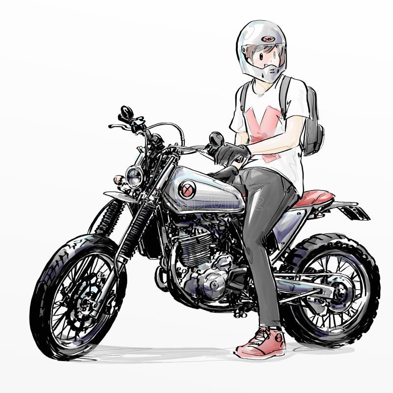 Cool man riding motorcycle stock illustration. Illustration of chibi ...