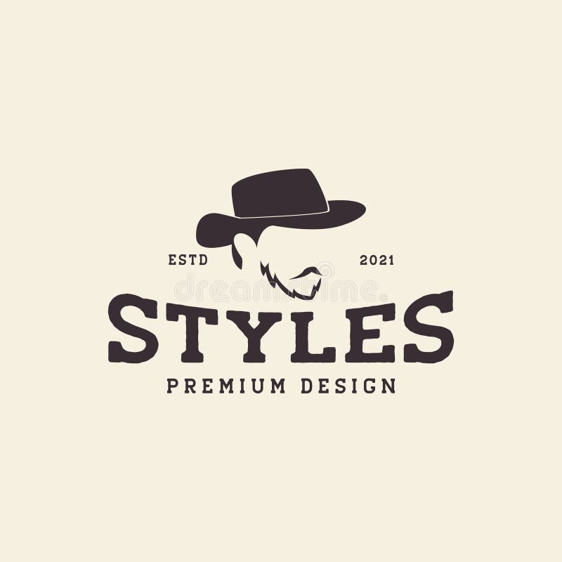 Cool Man Side Vintage Beard with Hat Logo Symbol Icon Vector Graphic ...