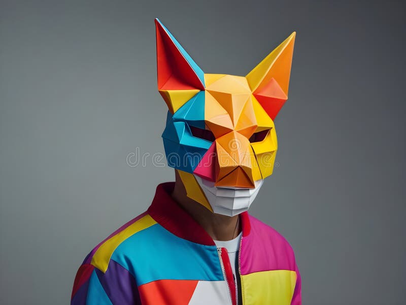 Cool Man Wearing 3d Origami Poly Mask Stock Illustration - Illustration ...