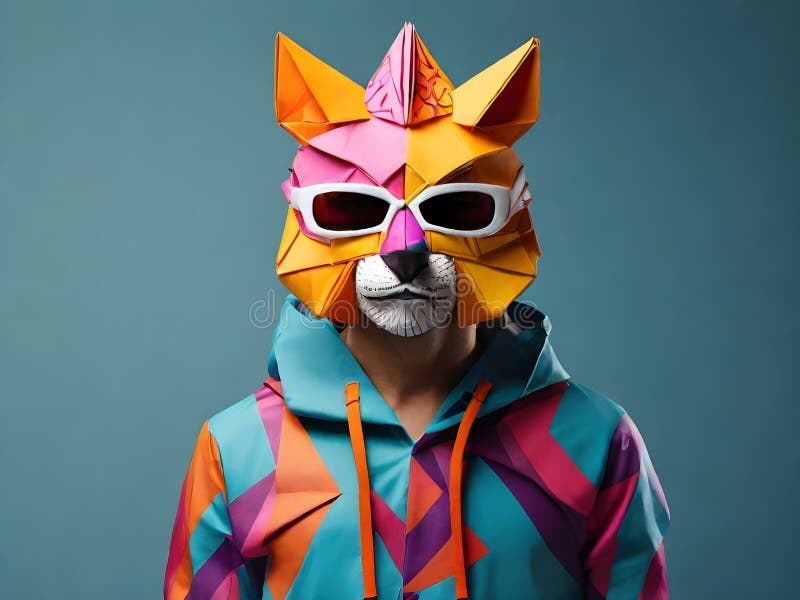 Cool Man Wearing 3d Origami Poly Mask Stock Illustration - Illustration ...