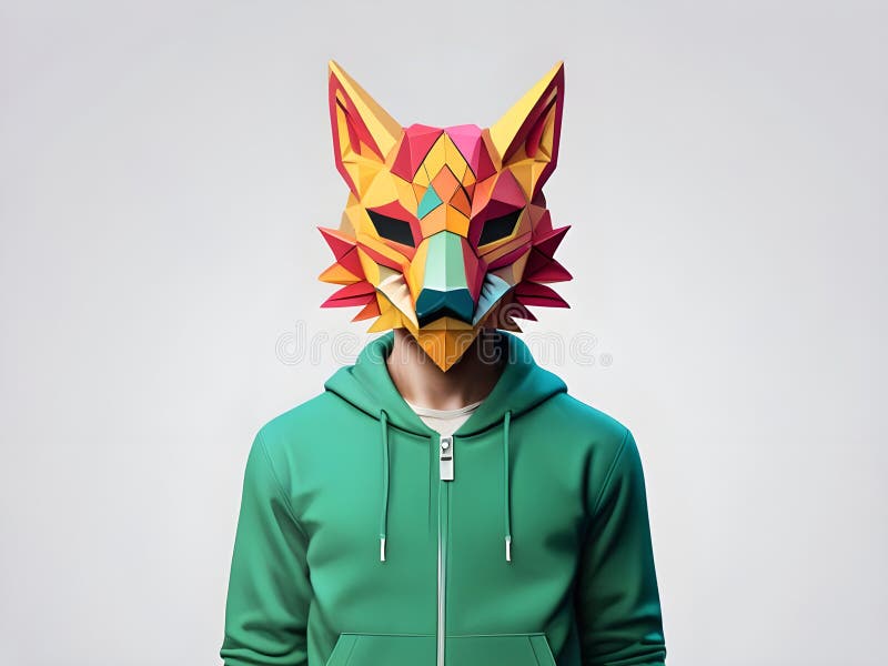 Cool Man Wearing 3d Origami Poly Mask Stock Illustration - Illustration ...
