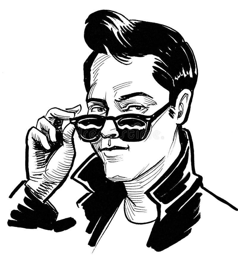 Cool man stock illustration. Illustration of retro, artwork - 202037298