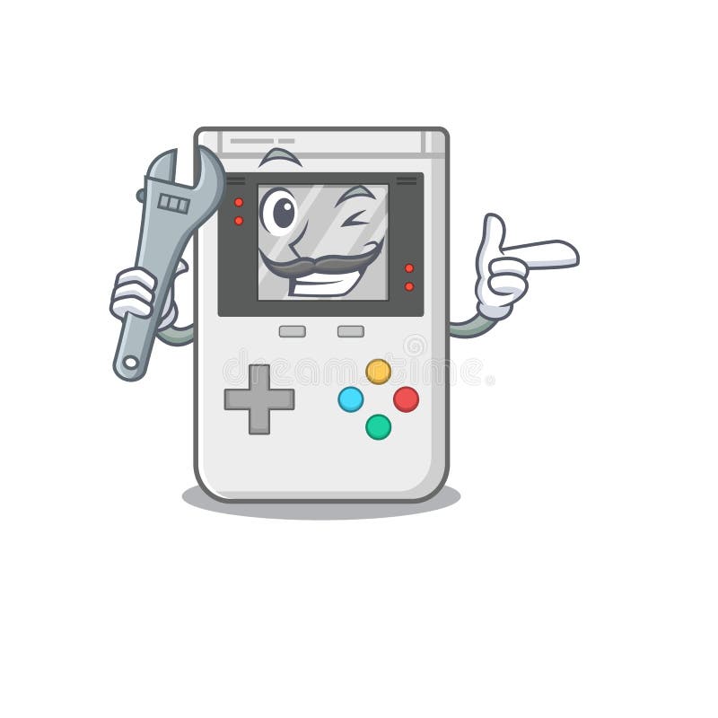 Cool Mechanic Handheld Game Scroll Cartoon Character Design Stock ...