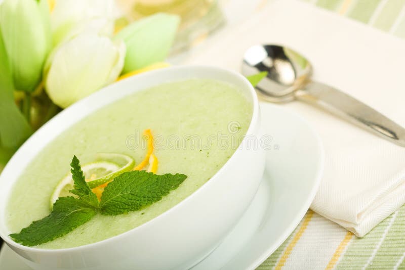Cool Melon Soup stock image. Image of dessert, fruit, tulips - 8834247