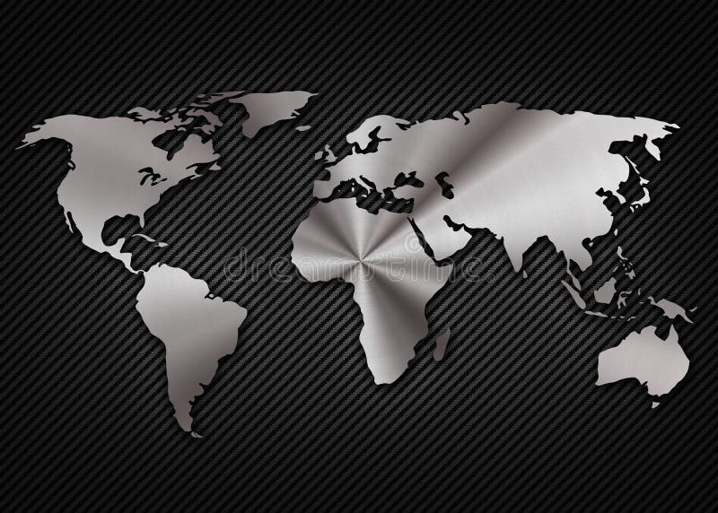 Cool Metalic Map of the World on the Carbon Stock Illustration ...