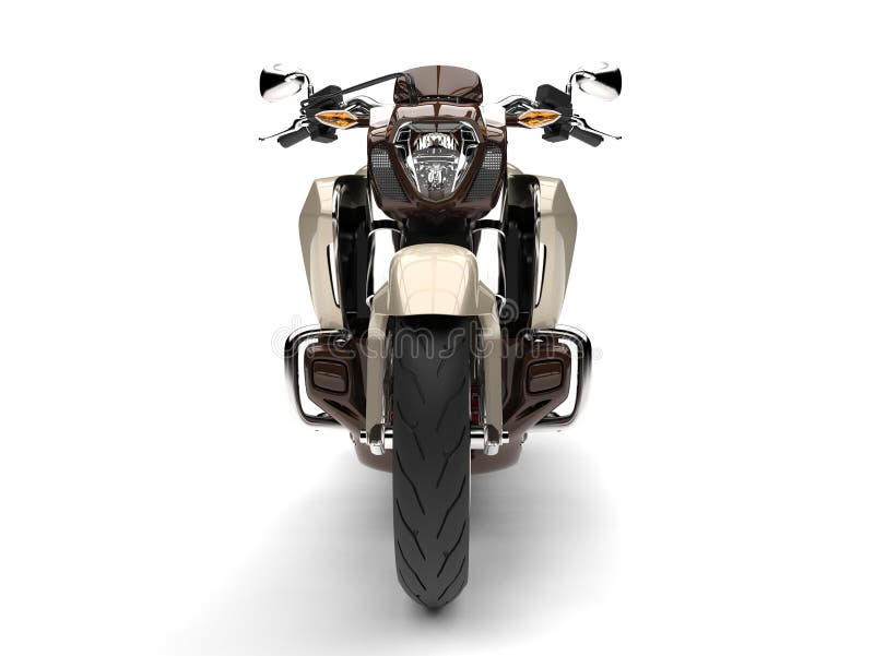 Cool Metallic Chocolate Modern Powerful Chopper Bike - Front View Stock ...