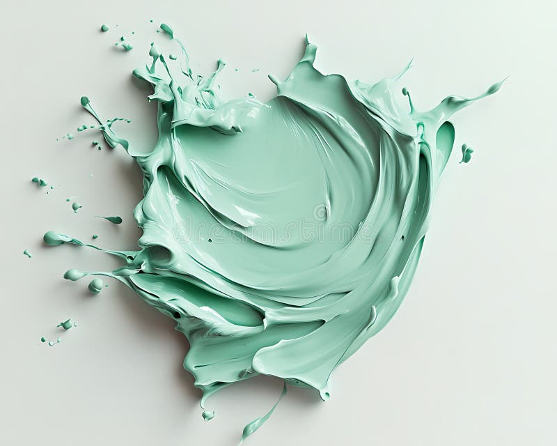 Cool Mint Green Paint Splash Against a Solid White Backdrop Stock ...