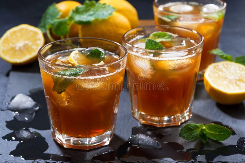 Cool Mint Iced Tea, Horizontal Stock Photo - Image of fruit, drop: 91722676