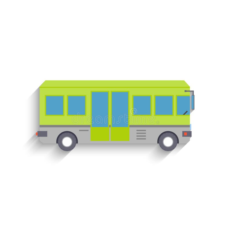 Cool Modern Flat Design Public Transport Items Bus, Side View, Isolated ...