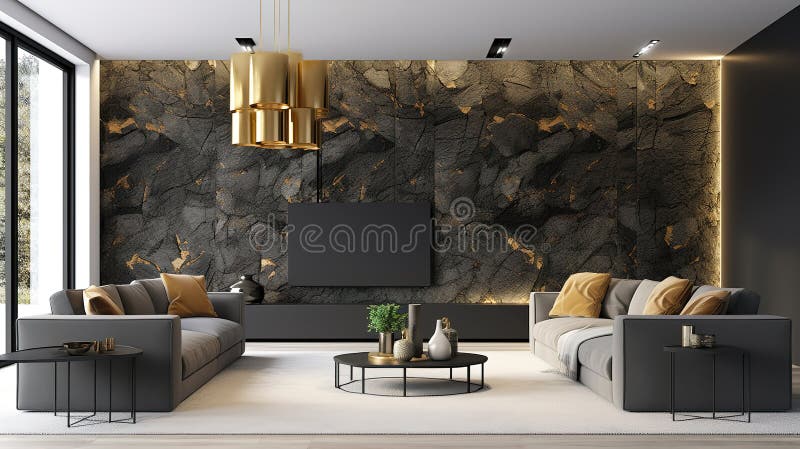 A Cool Modern Living Room Mockup, Ai Generated Image Stock Illustration ...