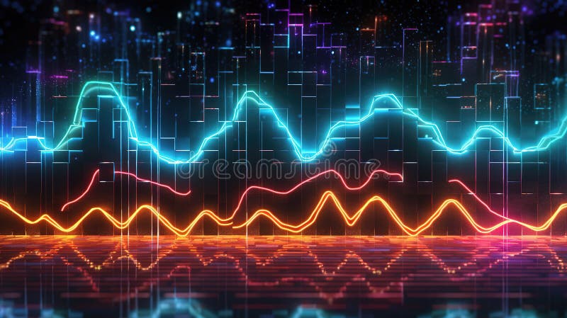A Cool Modern Sound Wave Neon Light Artwork, Ai Generated Image Stock ...