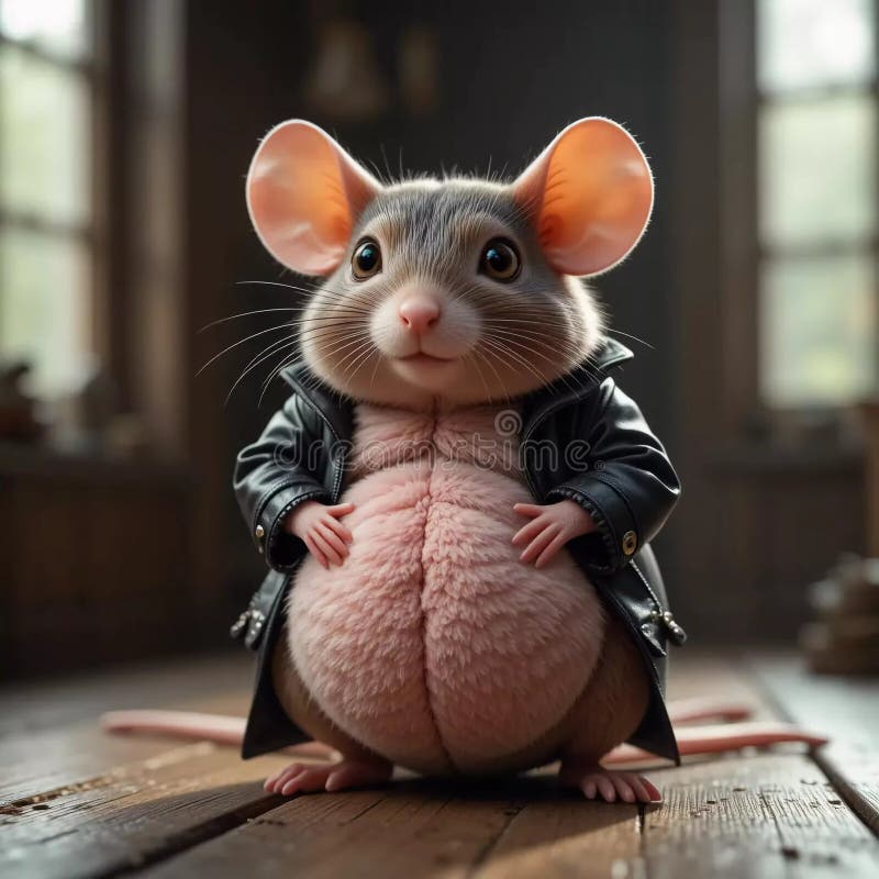 A Cool Mouse in a Leather Jacket Stock Illustration - Illustration of ...