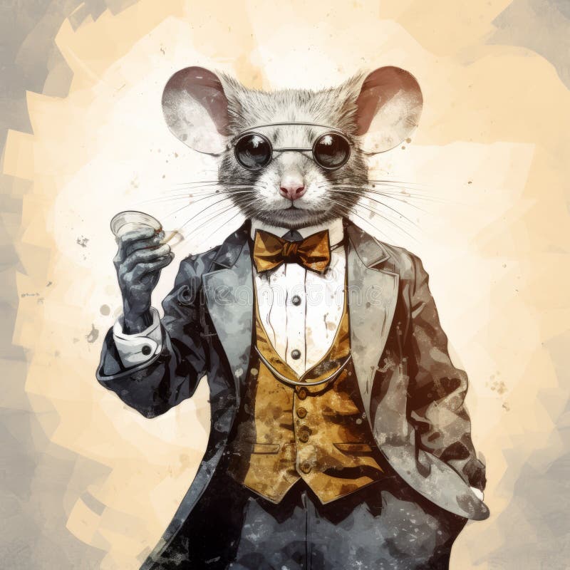 Cool Mouse in Vintage Comic Style with a Touch of Aristocracy Stock ...