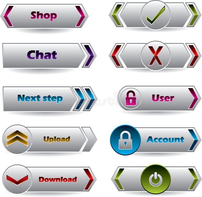 Cool New Buttons with Glossy Colors Stock Vector - Illustration of ...