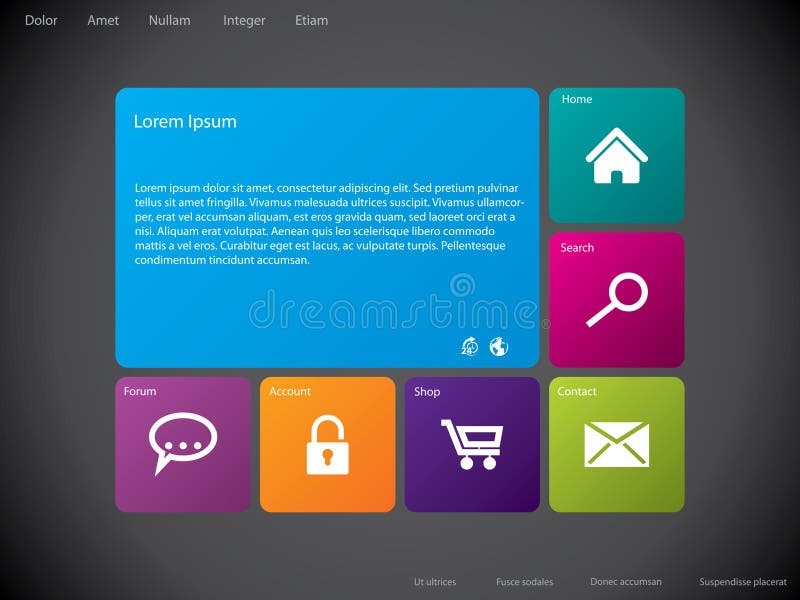 Cool New Web Template with Large Icons Stock Vector - Illustration of ...