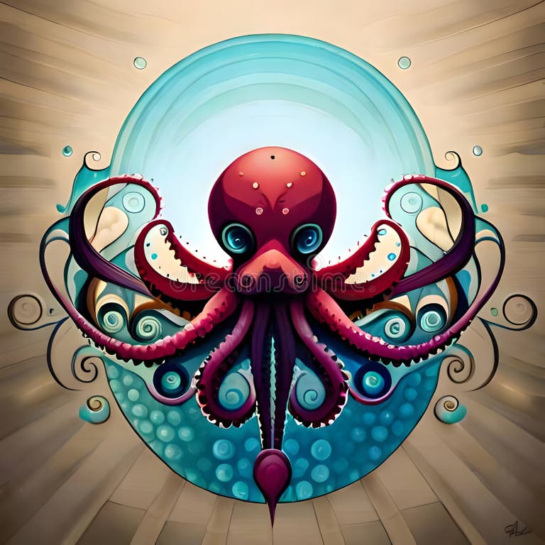 Cool Octopus Illustration - Ai Generated Image Stock Illustration ...