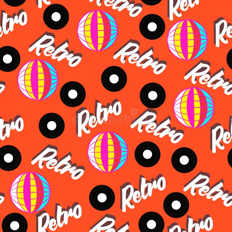 Cool Orange Retro Disco Design Seamless Pattern Vector Stock Vector ...