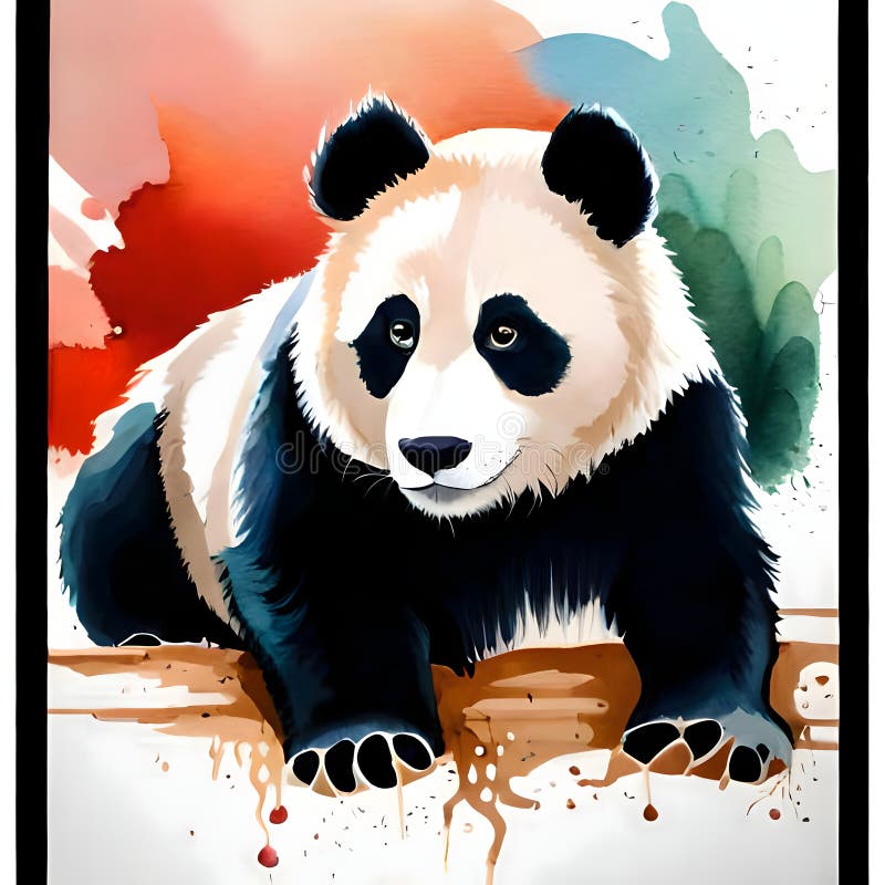 Cool Panda Illustration - Ai Generated Image Stock Photo - Image of ...