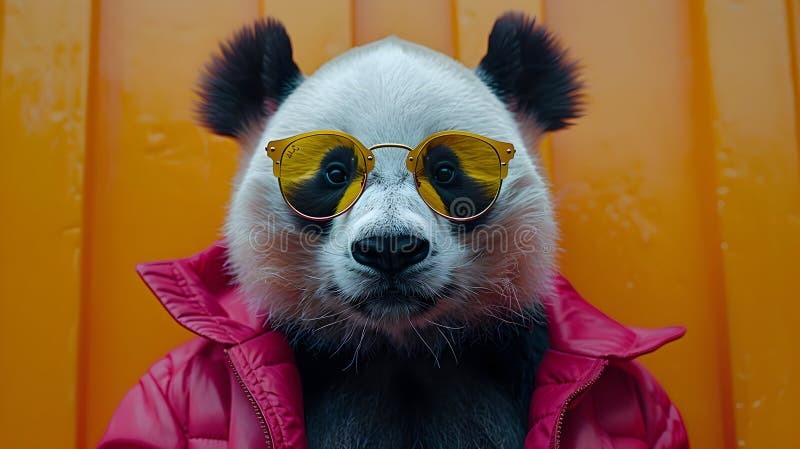 Cool Panda Wearing Sunglasses and a Red Jacket - 3D Illustration Stock ...