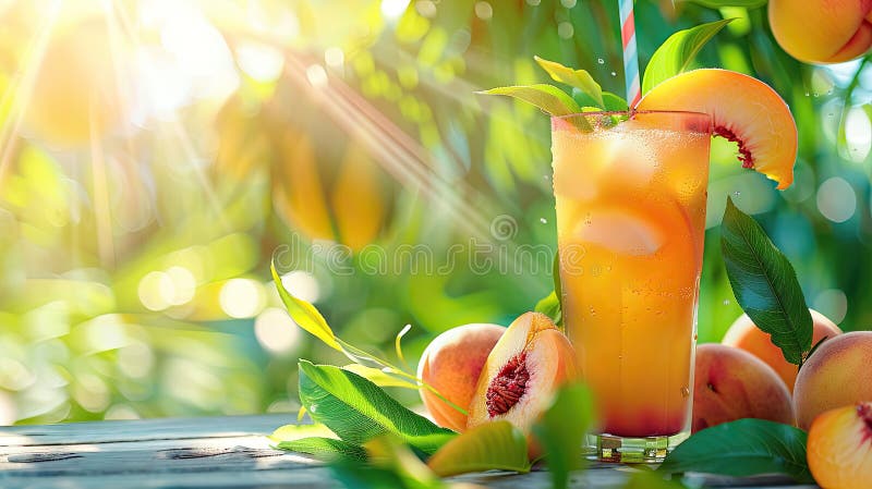 Cool Peach Cocktail on the Table. Selective Focus Stock Illustration ...