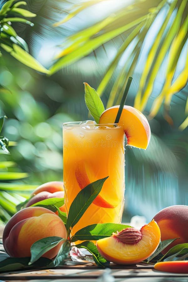 Cool Peach Cocktail on the Table. Selective Focus Stock Illustration ...
