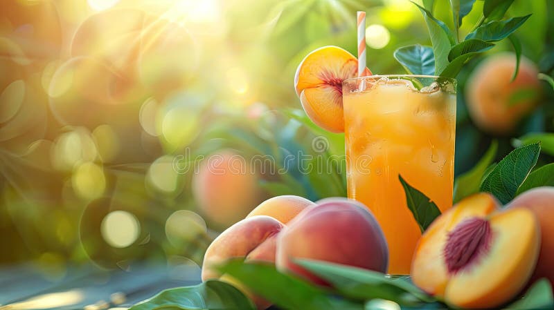 Cool Peach Cocktail on the Table. Selective Focus Stock Image - Image ...