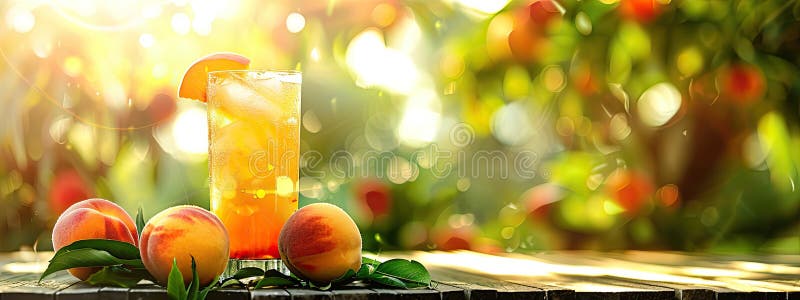 Cool Peach Cocktail on the Table. Selective Focus Stock Photo - Image ...
