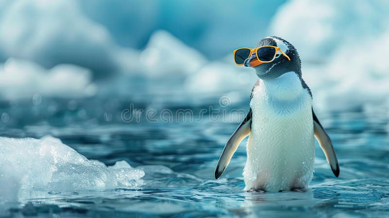 Cool Penguin Wearing Sunglasses on an Iceberg Stock Illustration ...