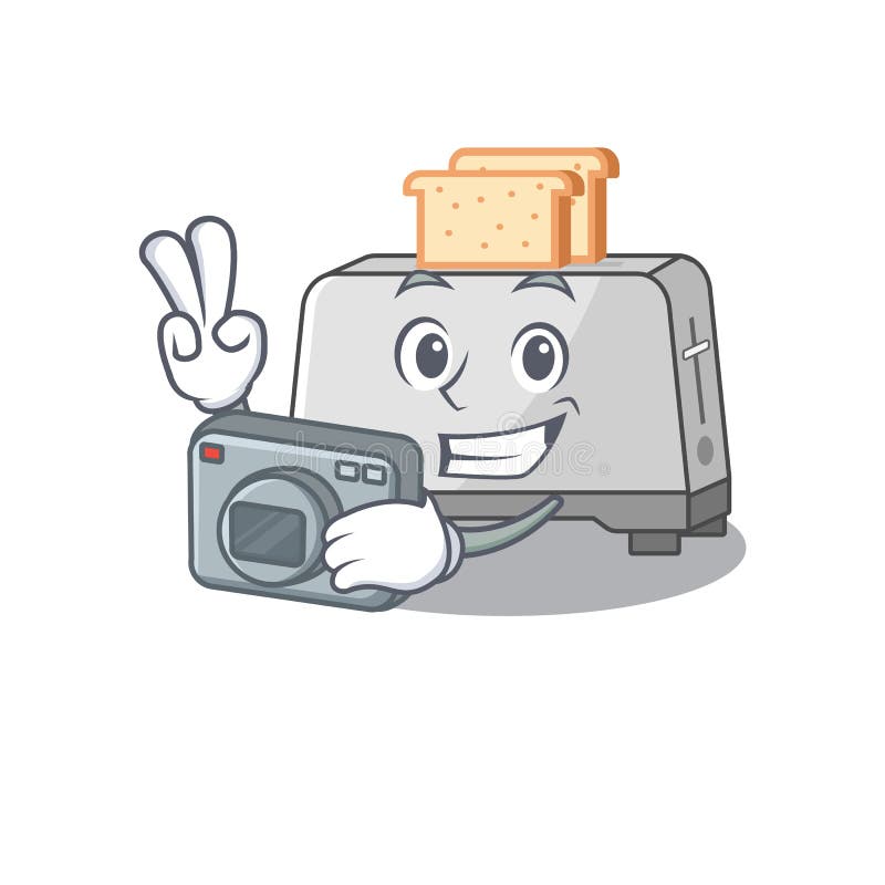 Cool Photographer Bread Toaster Character with a Camera Stock Vector ...