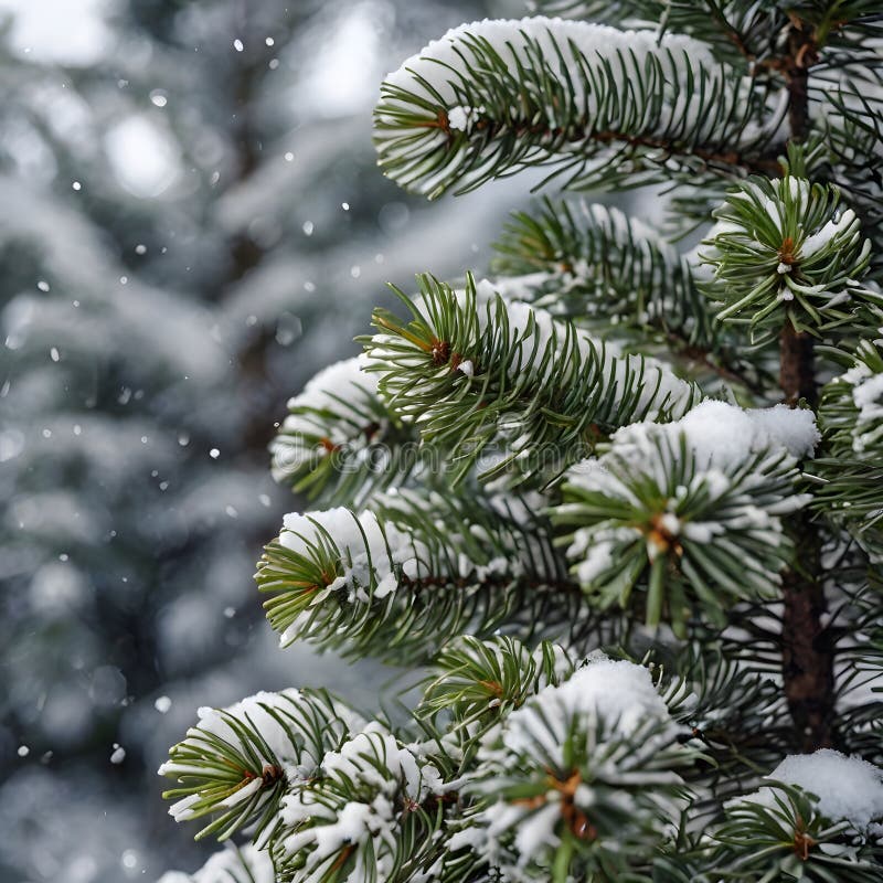 Cold Winter Snow-covered Pine Tree Branches Stock Illustration ...