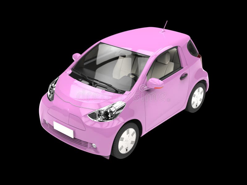 Cool Pink Compact Urban Car on Black Background Stock Illustration ...