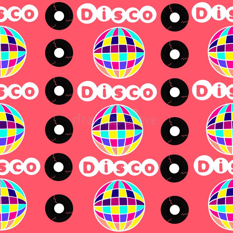 Cool Pink Retro Disco Design Seamless Pattern Vector Stock Vector ...