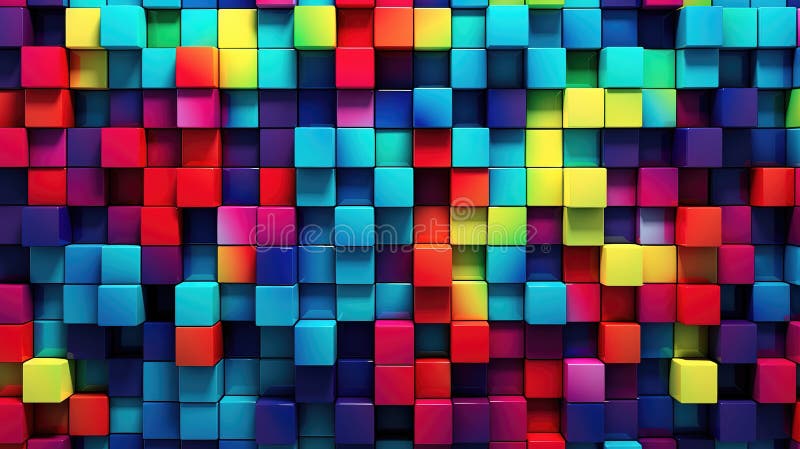A Cool Pixel Modern Cube Wallpaper, Bright Colors, Ai Generated Image ...