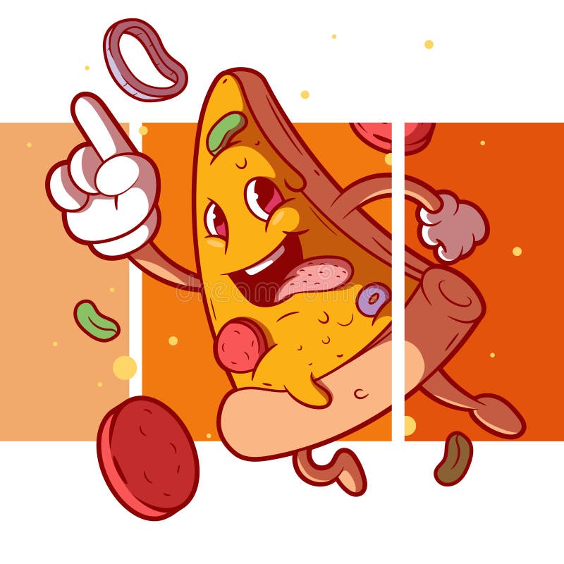 Cool Pizza Slice Character with a 3d Effect Vector Illustration. Stock ...