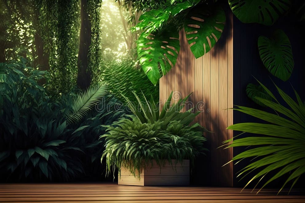 Cool Podium Placed in the Eco-friendly Interior. Generative AI Stock ...