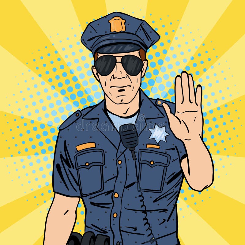 Cool Policeman. Serious Police Officer Stock Vector - Illustration of ...