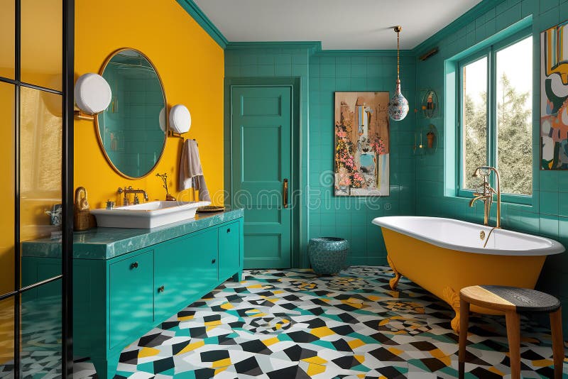 A Cool Pop Art Inspired Bathroom with a Bright, Eye-catching Shower and ... A Cool Pop Art Inspired Bathroom with a Bright, Eye-catching Shower and ...