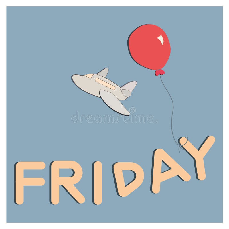 Cool Postcard - Plane Flying To Rest on Friday Stock Vector ...