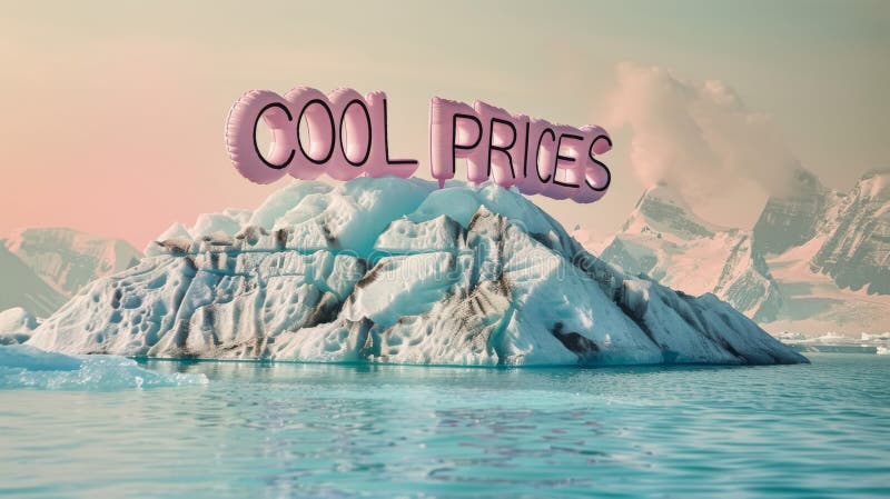 Cool Prices Concept on Iceberg in Serene Glacier Landscape Stock Photo ...