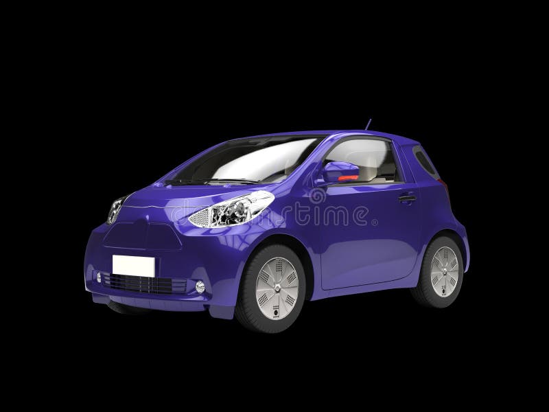 Cool Purple Compact Urban Car on Black Background Stock Illustration ...