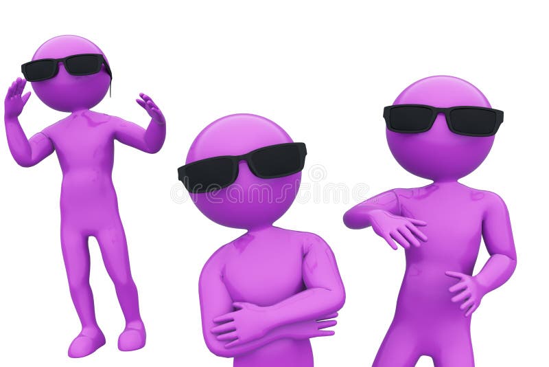 Cool Purple Stickman Figures in Sunglasses. Stock Illustration ...