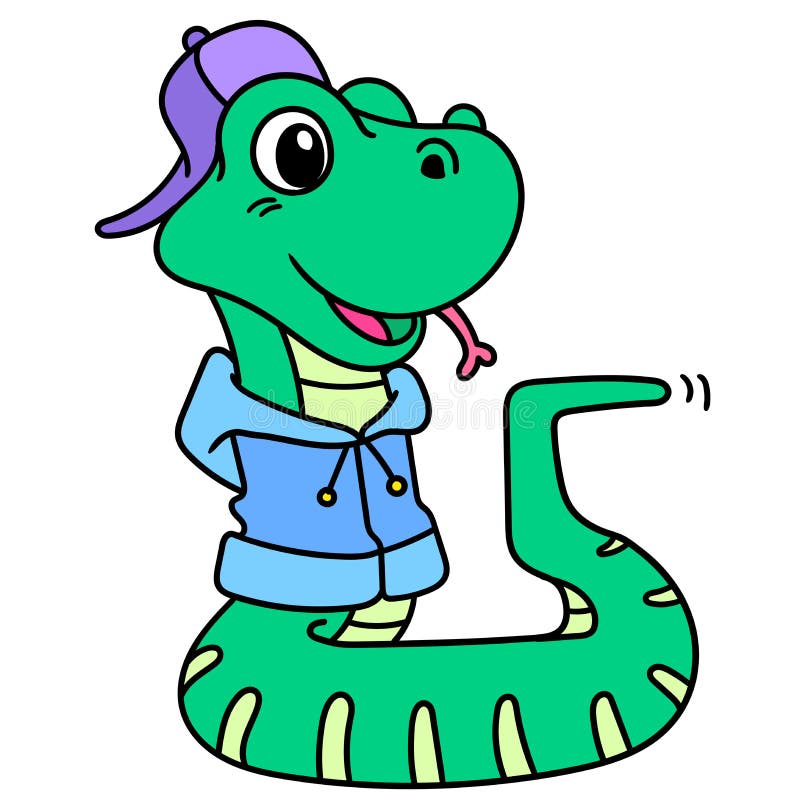 Cool Python Boy Emoticon Wearing a Jacket and Hat Doodle Icon Image ...