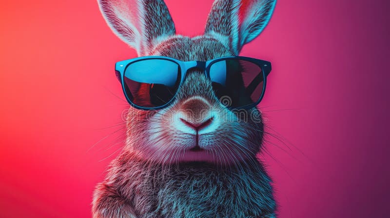 Stylish Bunny Portrait Sunglasses Against Vibrant Colorful Gradient ...