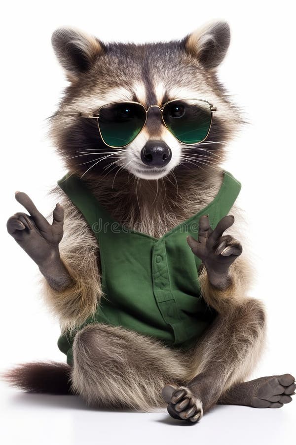 Cool Raccoon in Sunglasses Posing in Front of a Colorful Background ...
