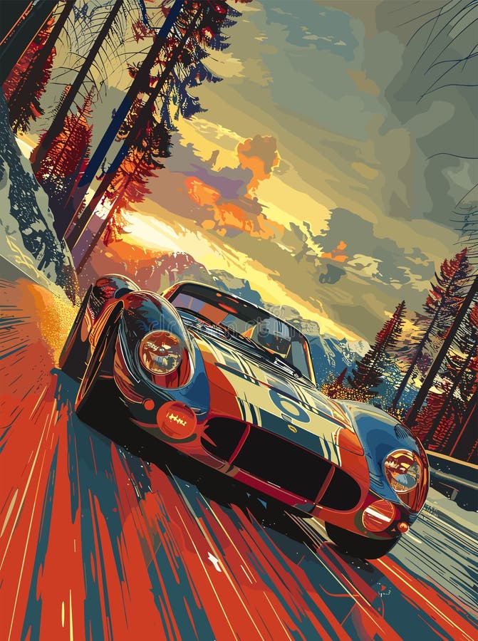 Cool Racing Car Speeding Down the Road, Vector Illustration Stock ...