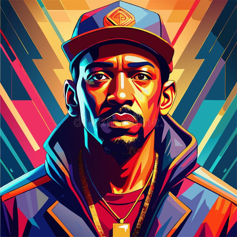 Cool Rapper Man in a Baseball Cap Hip Hop Vector Illustration Stock ...